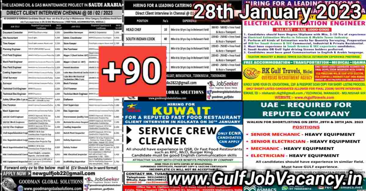 Gulf Job Vacancy Newspaper 28 January 2023