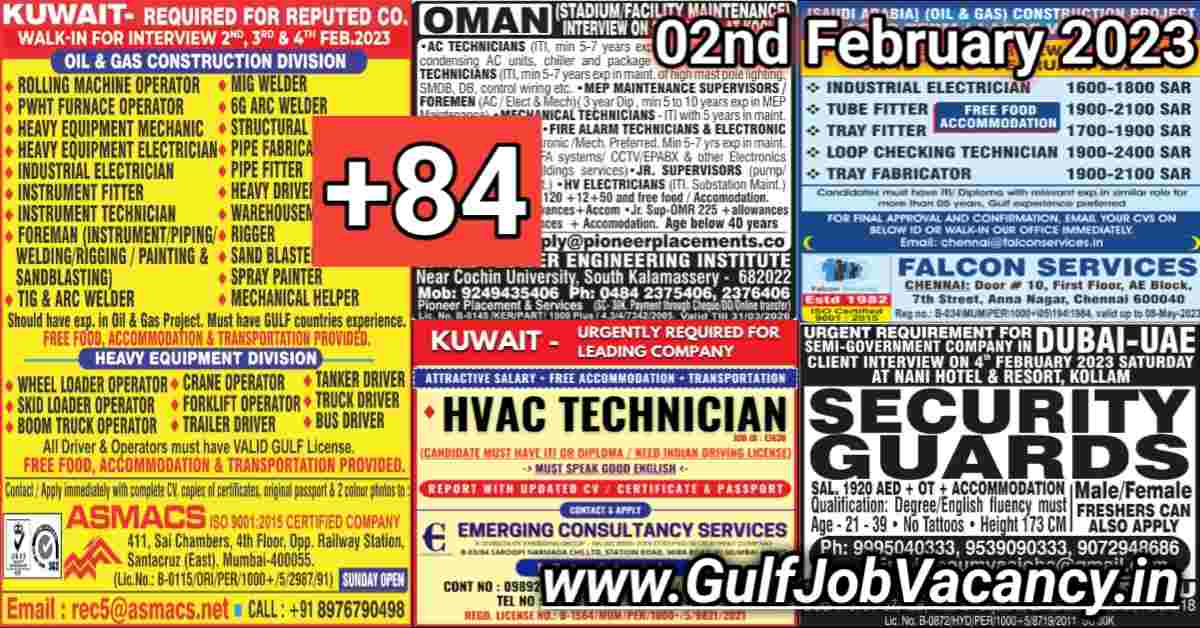Gulf Job Vacancy Newspaper 02 February 2023