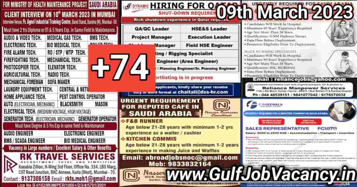 Gulf Job Vacancy Newspaper 09 March 2023