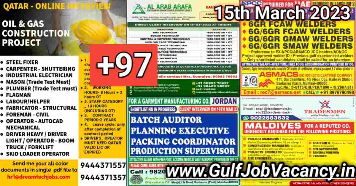 Gulf Job Vacancy Newspaper 15 March 2023
