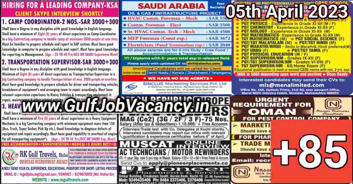 Gulf Job Vacancy Newspaper 05 April 2023