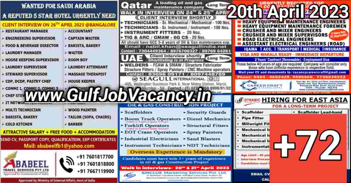 Gulf Job Vacancy Newspaper 20 April 2023