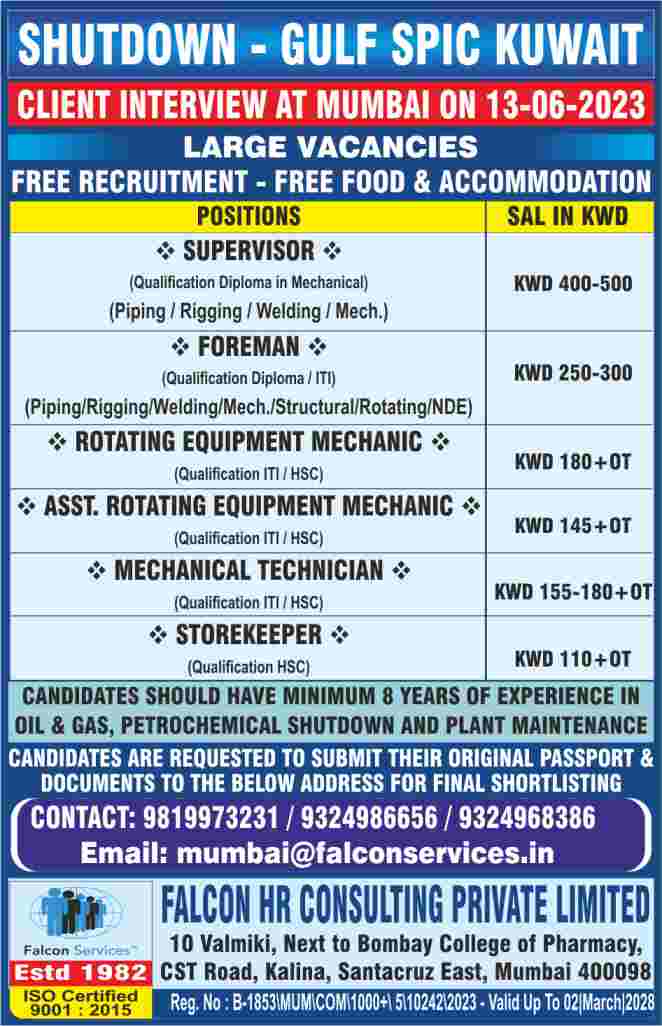 Gulf Jobs | Shutdown Gulf SPIC Kuwait