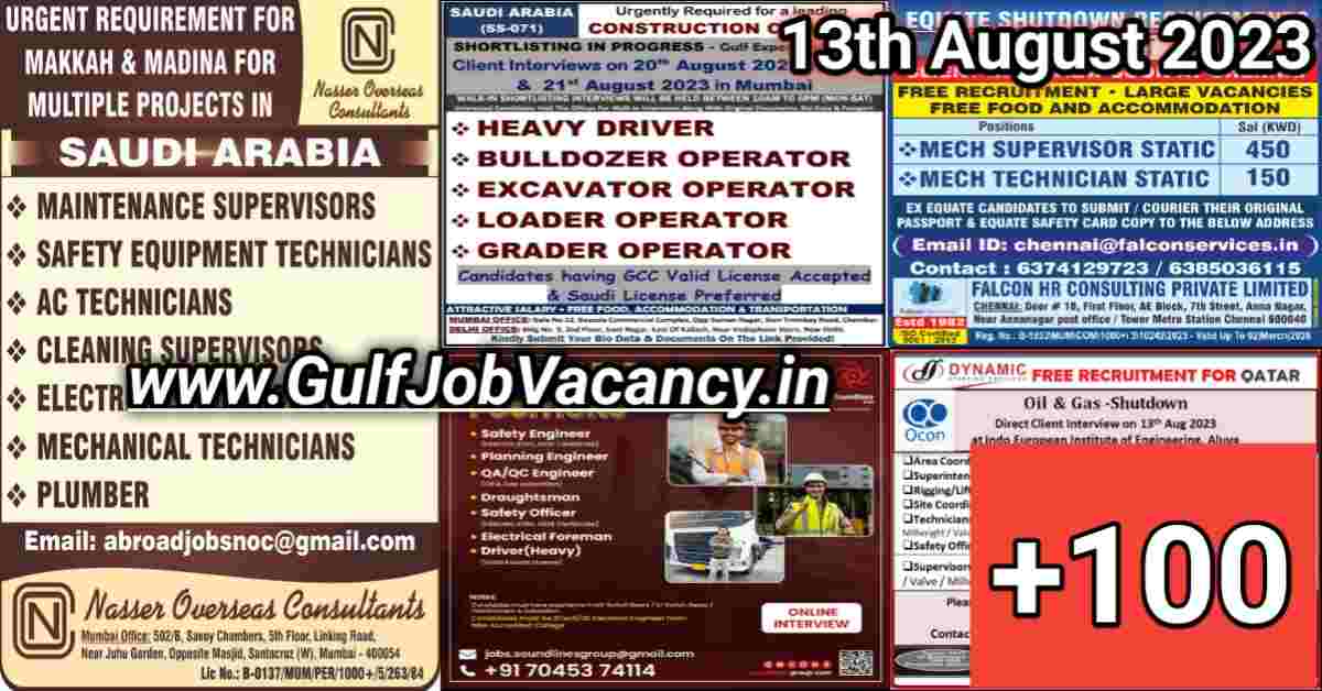 Today Gulf Job Vacancy PDF 13 August 2023