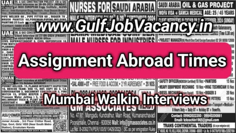 Assignment Abroad Times May 2026 - Gulf Job Vacancy